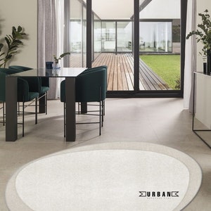 Ivory Handmade Irregular Kidney Shape Unique Woolen Designer Tufted ...