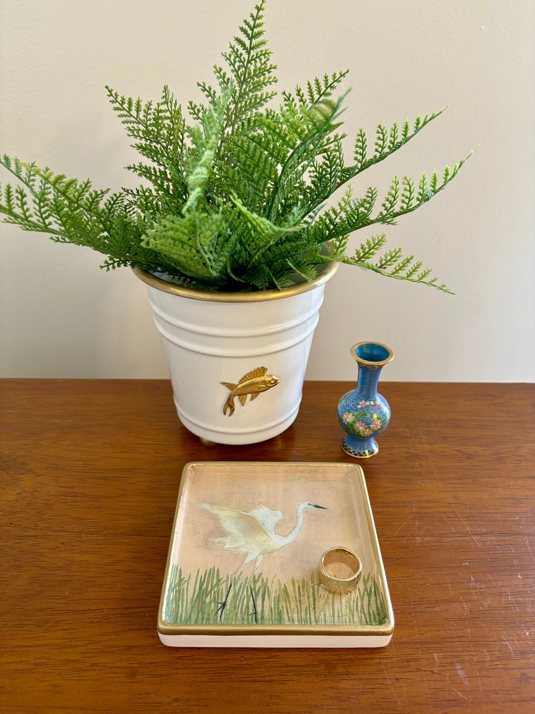 Chinoiserie White Egret Decorative Dish Jewelry Dish Beautiful Gift - Etsy