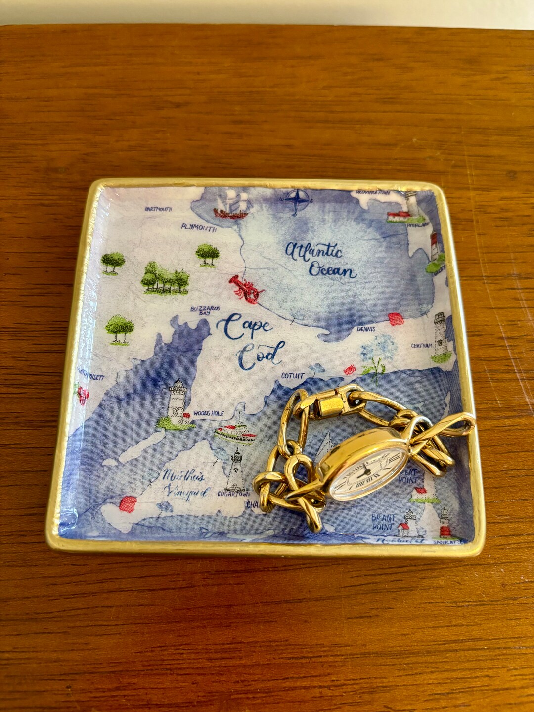 Coastal Map of Cape Cod - Decorative Dish - Jewelry Dish- Cute Hostess ...
