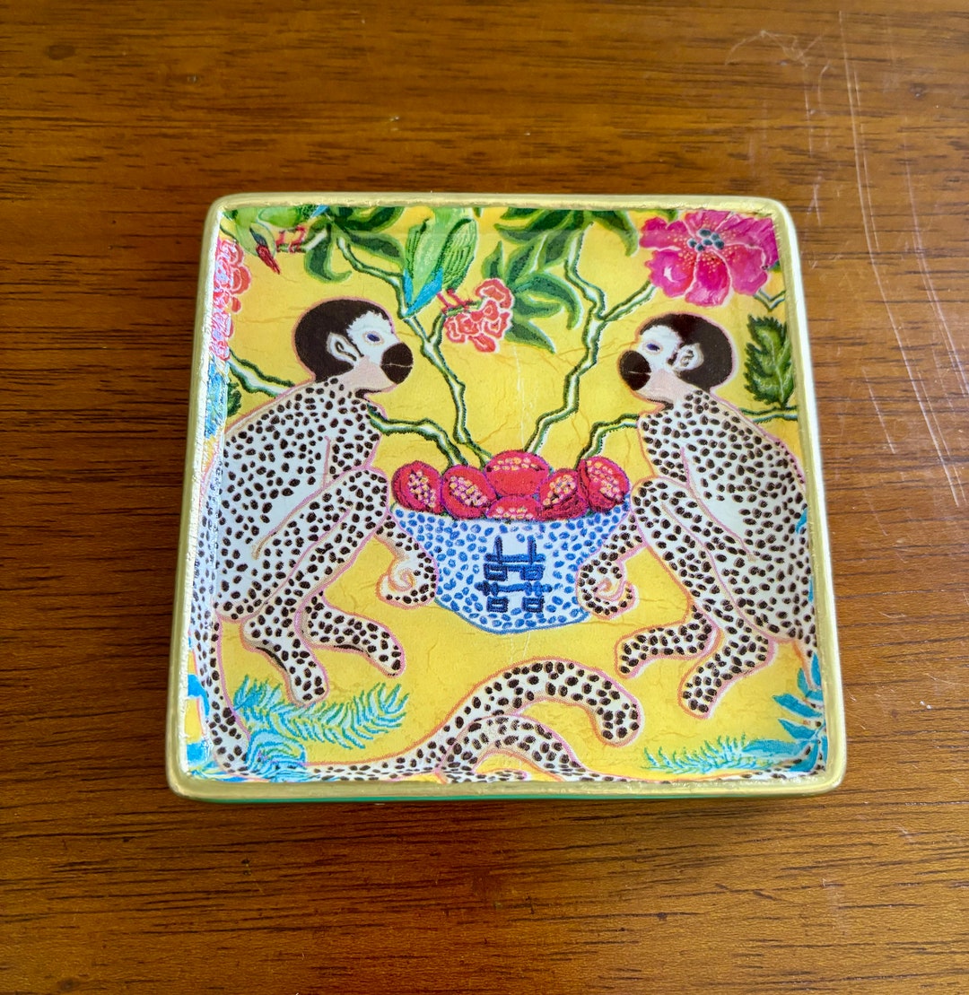 Chinoiserie Monkey Jewelry Dish - Trinket Tray - Cute Gift Idea! - Etsy