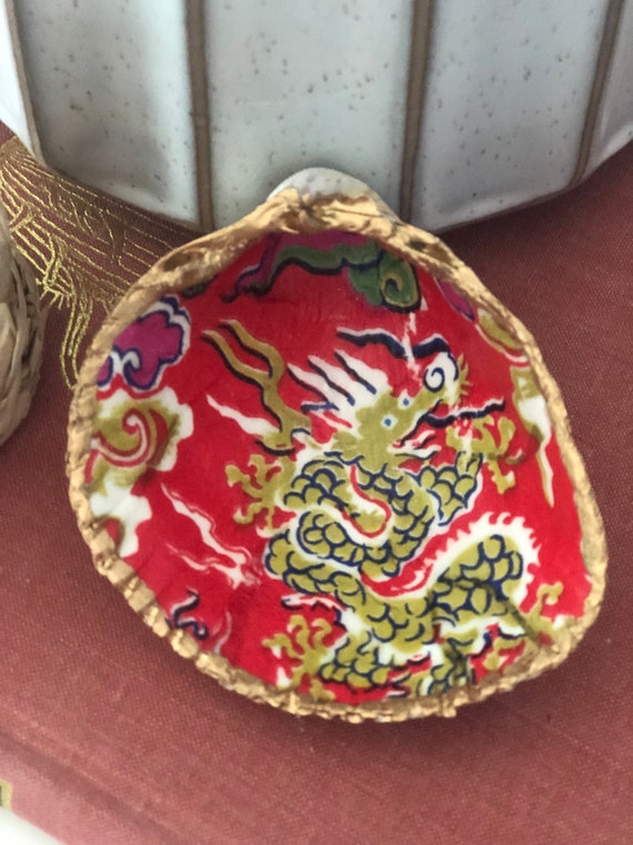 Red Dragon Decoupage Cockle Shell Ring Dish Trinket Tray - Etsy
