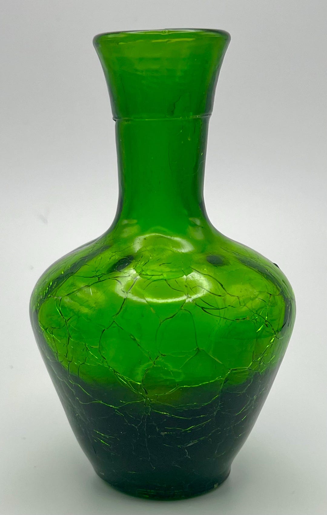 Vtg. Blenko Green Crackle Glass Vase/bottle With Pontil MCM - Etsy