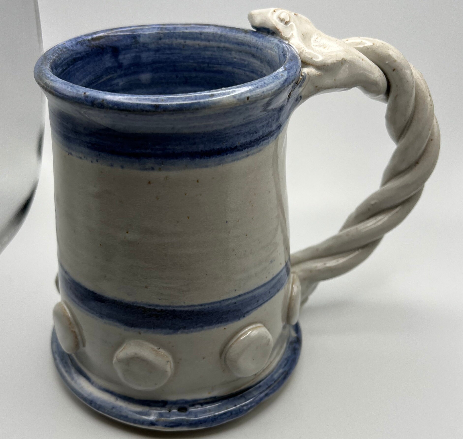Ceramic Salt Glazed Medieval Beer Mug With Twisted Snake Head. - Etsy