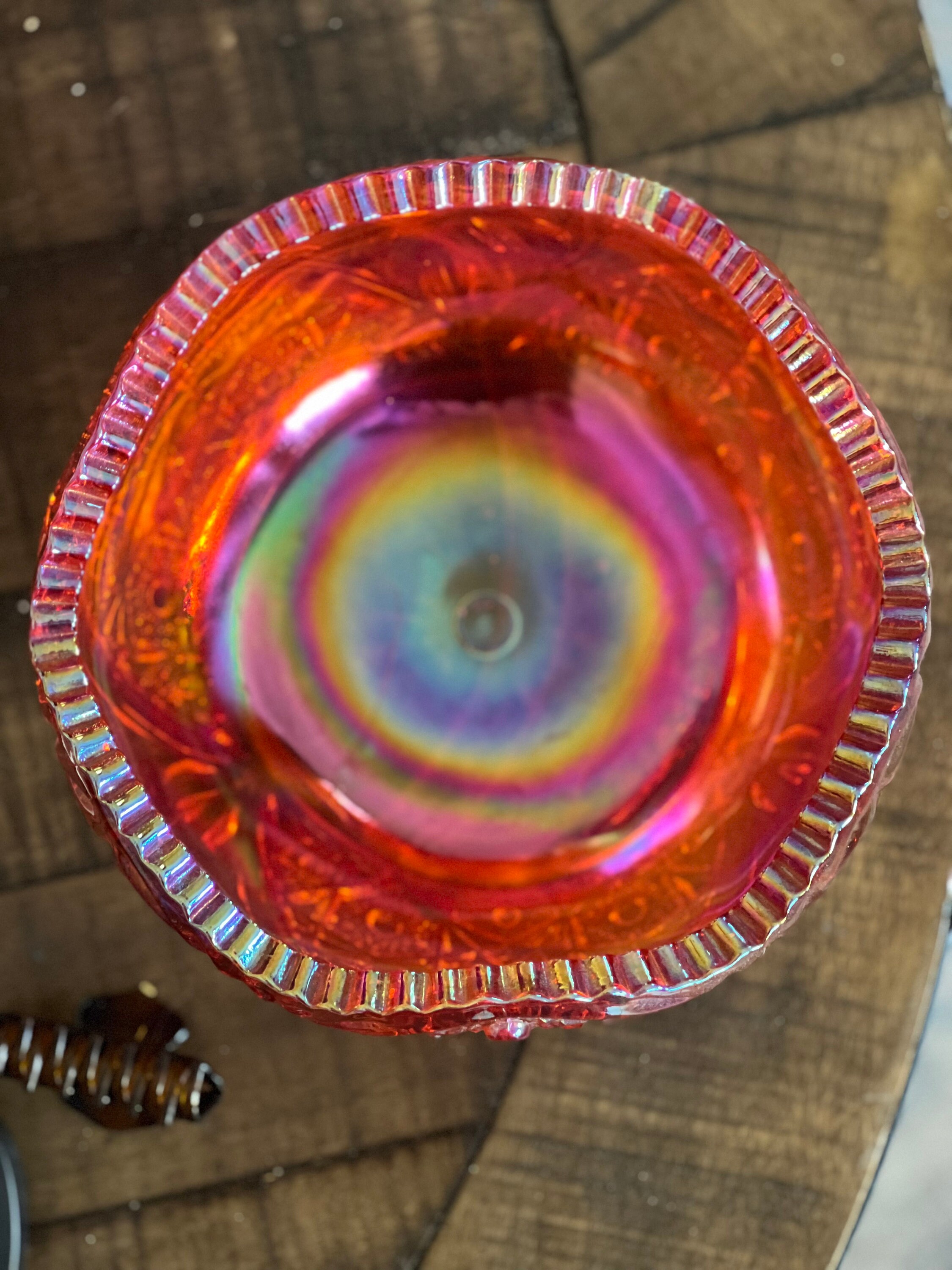 Vintage LE Smith Carnival Glass Pinwheel Hobstar Sawtooth Bowl - Etsy