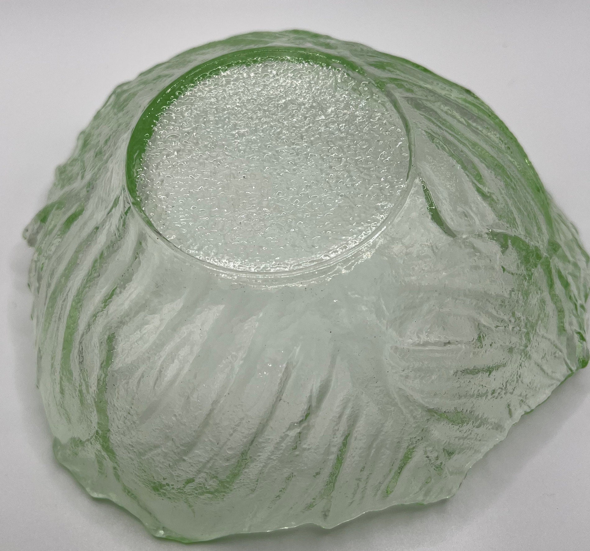 Vintage Green Glass Cabbage Leaf Pattern Candy Dish Bowl 6 EUC - Etsy