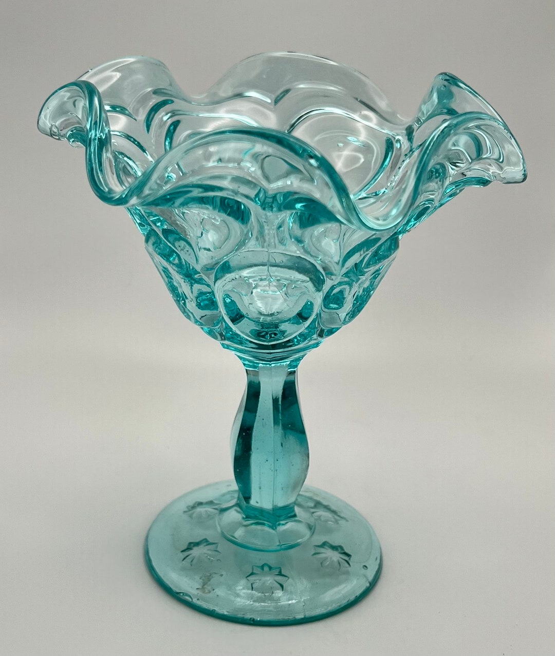 Vtg. L.E. Smith Moon and Stars Ice Blue Candy Dish/compote - Etsy