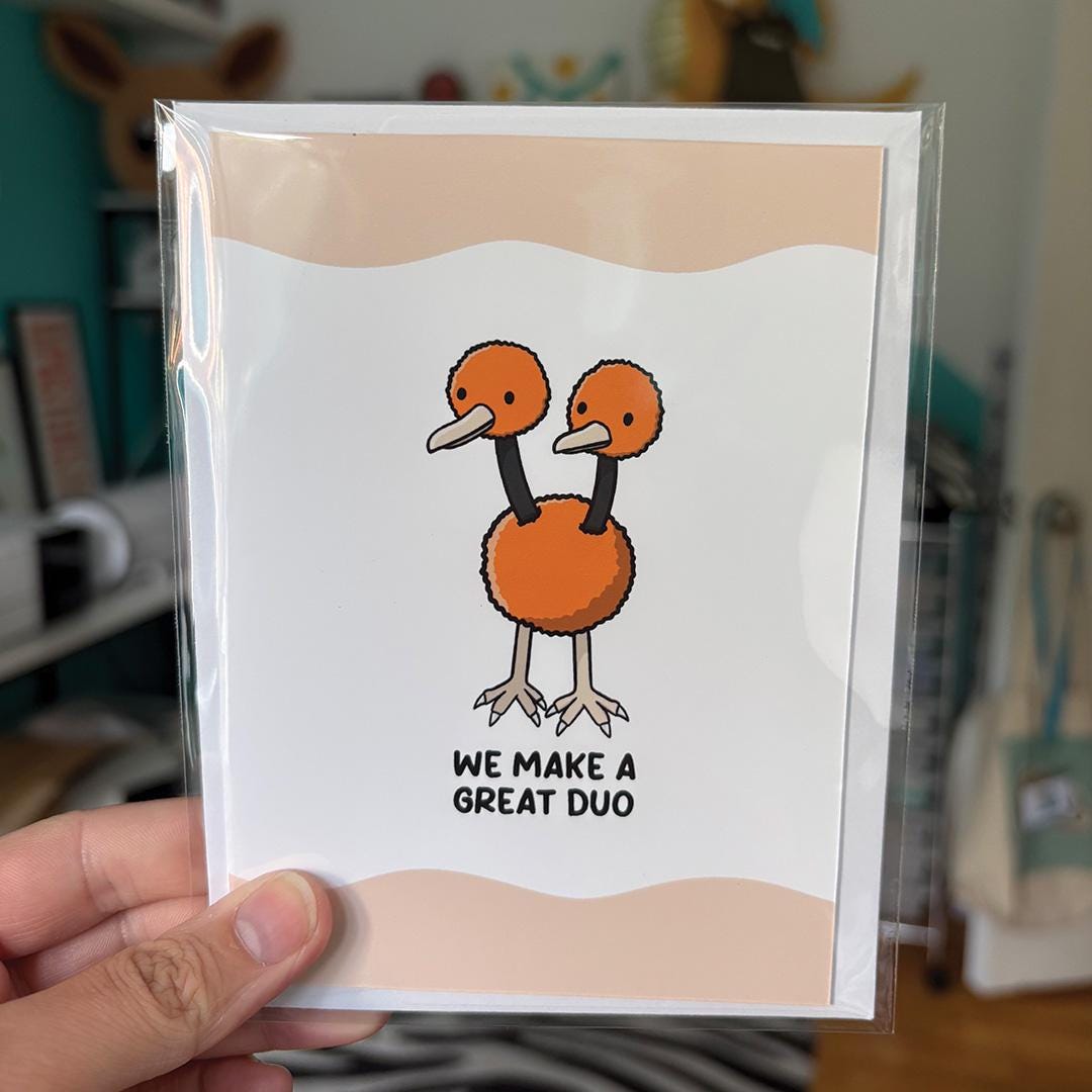 We Make a Great Duo Greeting Card | Doduo | Gift | Giving | Pokemon ...