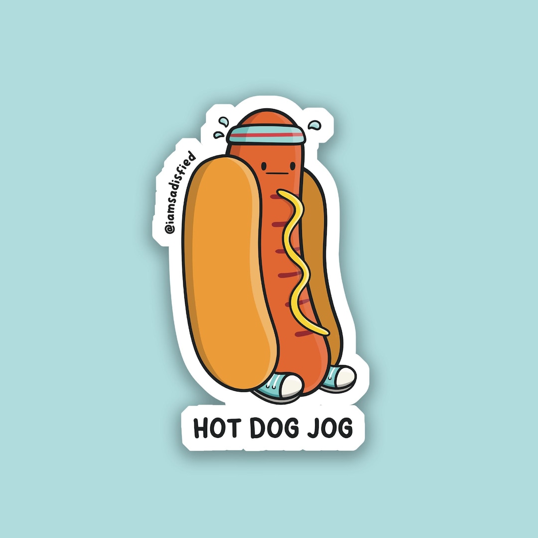 Hot Dog Jog Sticker | Laminated Matte Vinyl Sticker | Cute Sticker - Etsy
