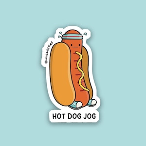 Hot Dog Jog Sticker | Laminated Matte Vinyl Sticker | Cute Sticker - Etsy
