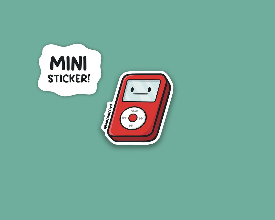 Red MP3 Player Mini Sticker | Laminated Matte Vinyl Sticker | Cute Mini ...