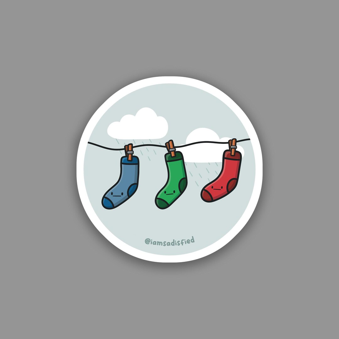 Raining Socks Sticker | Laminated Matte Vinyl Sticker | Cute Sticker ...