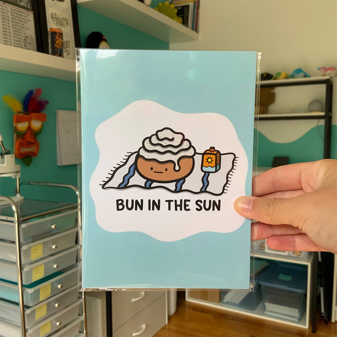 Bun in the Sun 5x7 Print | Cinnamon Bun | Tanning | Wall Art - Etsy