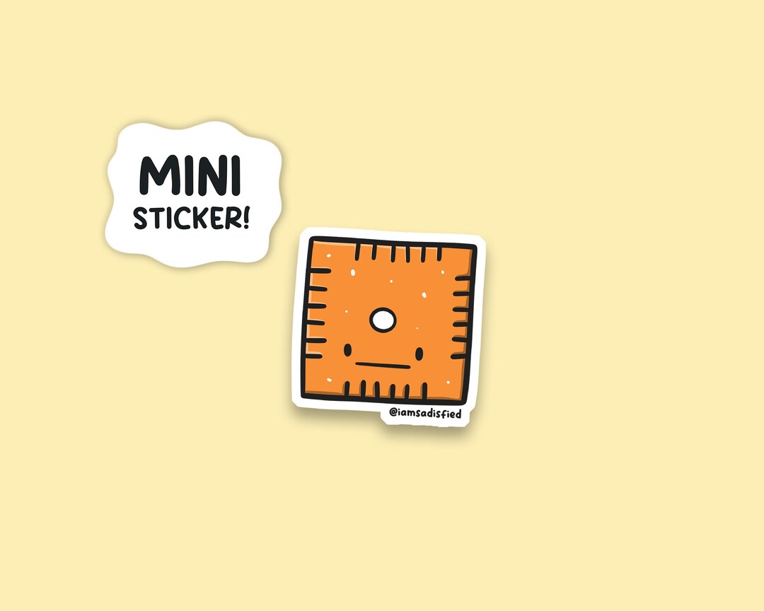 Square Cheese Cracker Mini Sticker | Laminated Matte Vinyl Mini Sticker ...