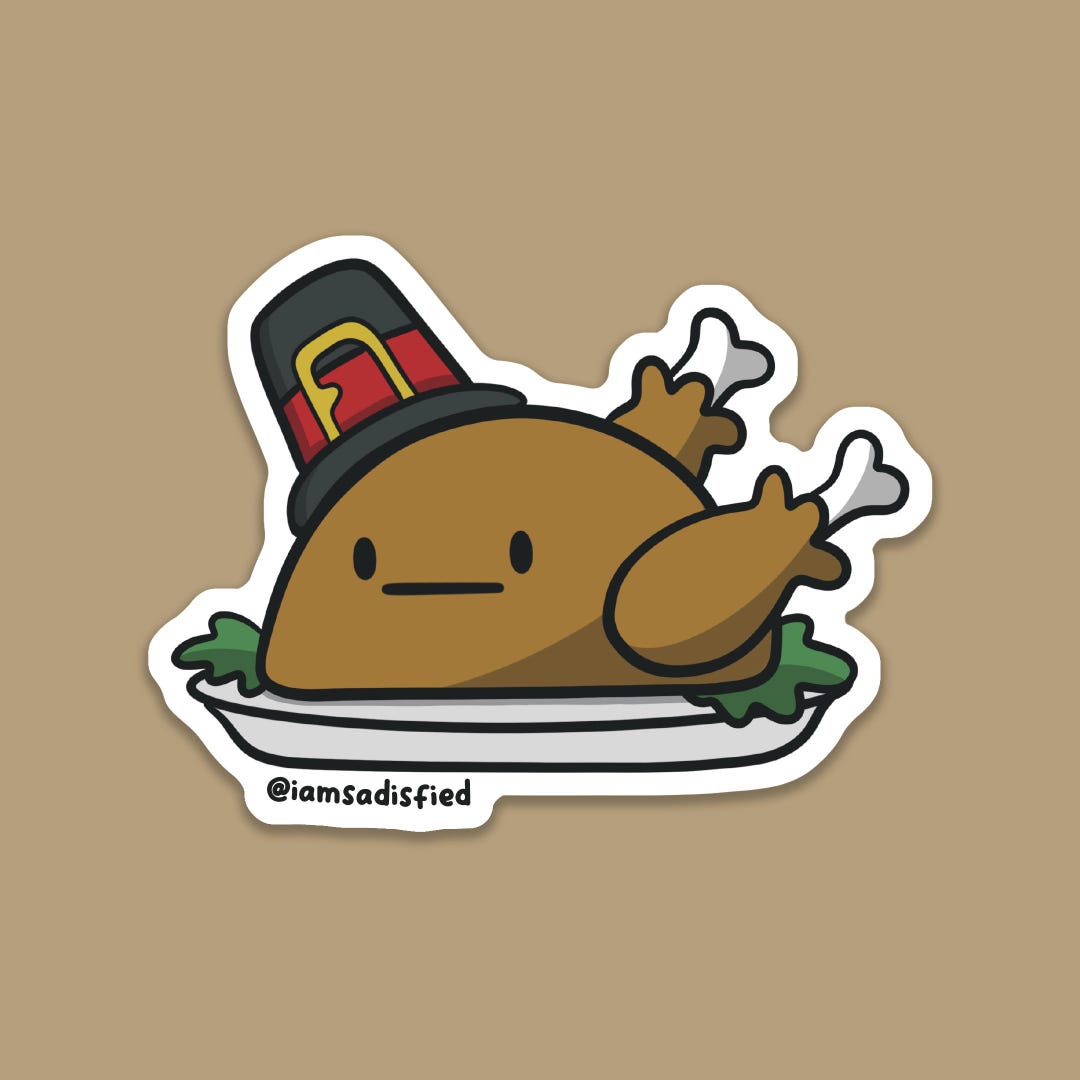 Turkey Pilgrim Sticker | Laminated Matte Vinyl Sticker | Holidays ...