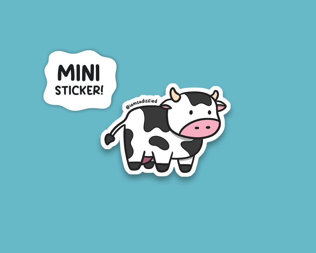 Cow Mini Sticker | Laminated Matte Vinyl Mini Sticker | Cute Mini ...