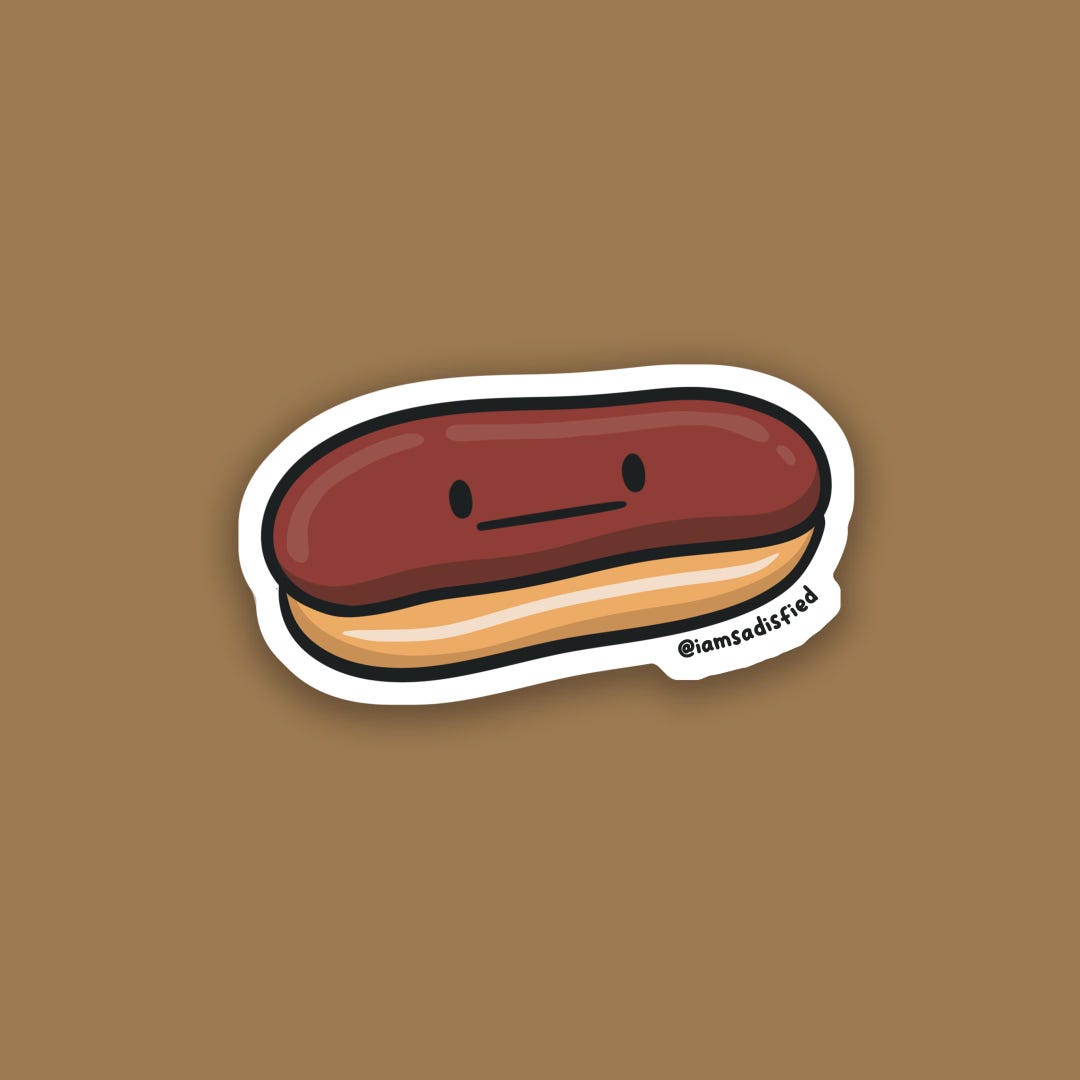 Eclair Sticker | Laminated Matte Vinyl Sticker | Cute Sticker | Dessert ...