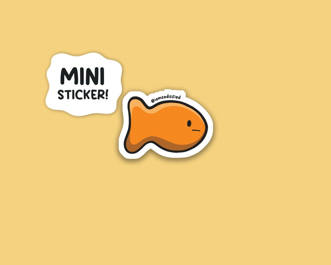 Fish Cheese Cracker Mini Sticker | Laminated Matte Vinyl Mini Sticker ...