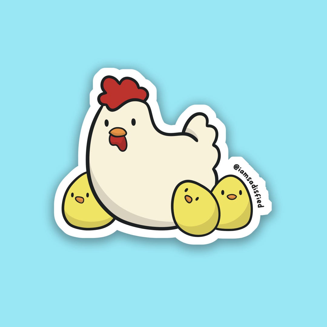 Chicken Family Sticker | Laminated Matte Vinyl Sticker | Cute Sticker ...