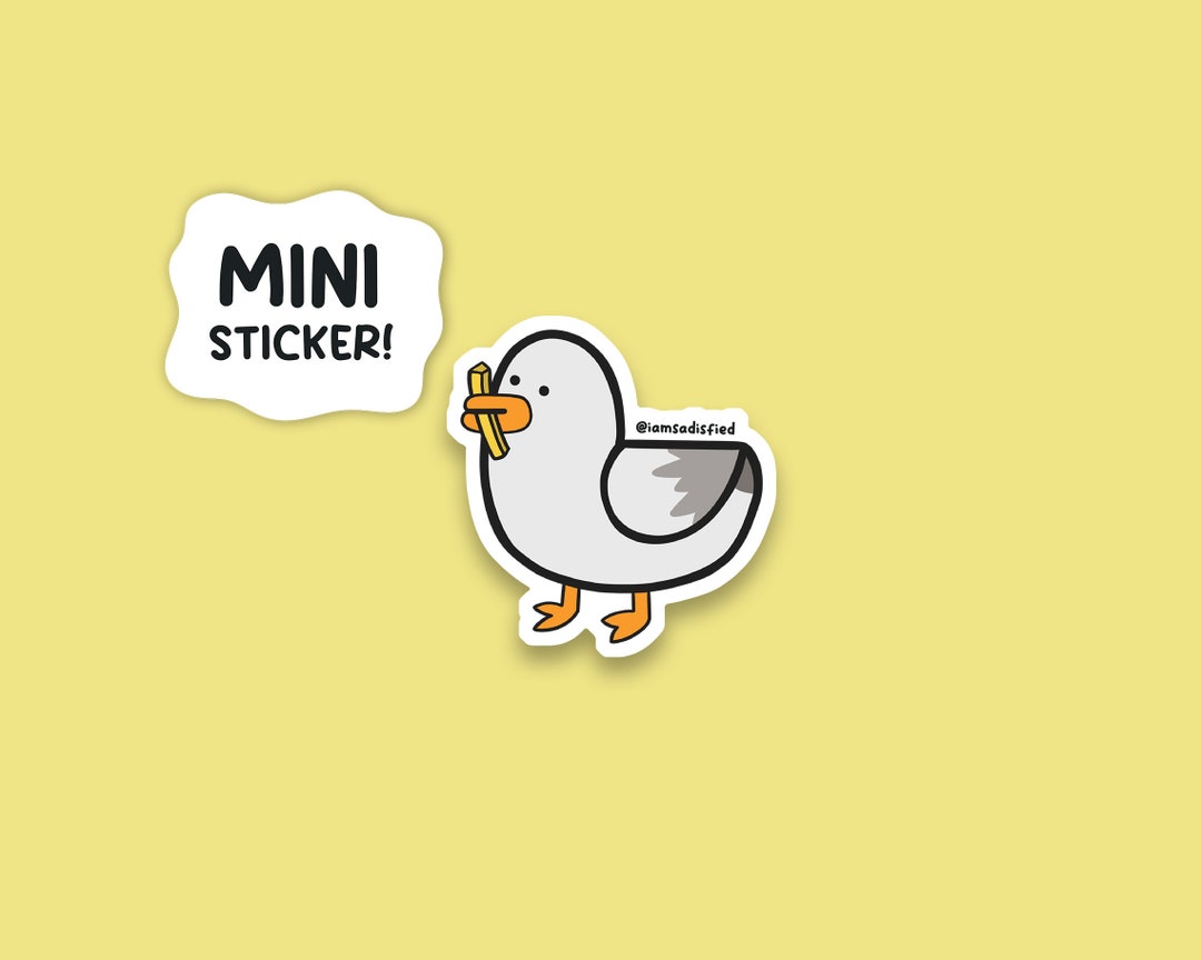 Seagull Fry to Go Mini Sticker | Laminated Matte Vinyl Mini Sticker ...