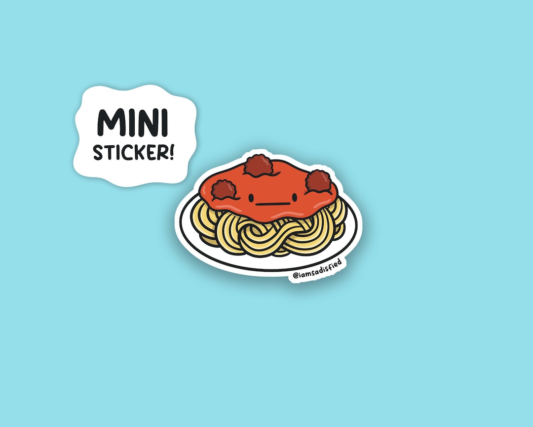 Spaghetti Mini Sticker | Laminated Matte Vinyl Mini Sticker | Cute Mini ...