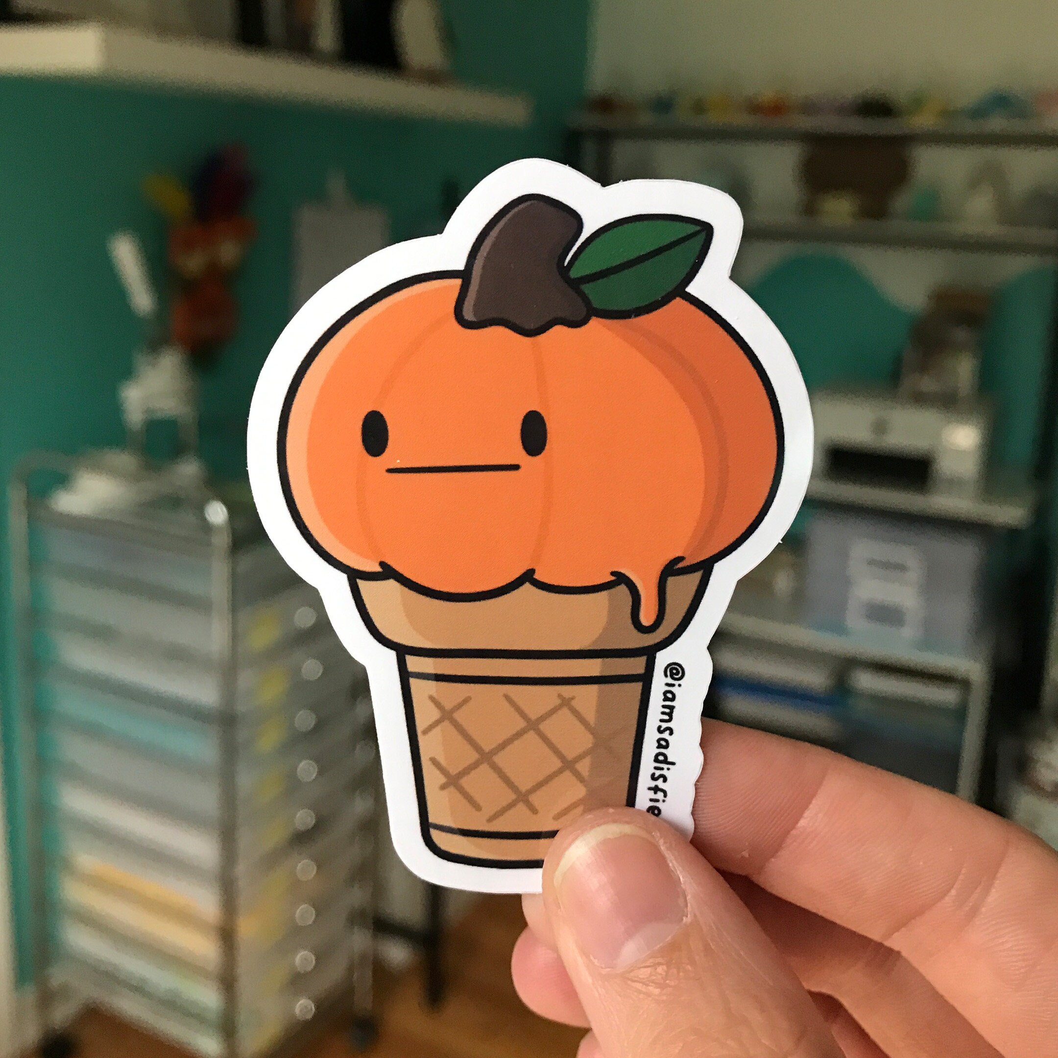Pumpkin Ice Cream Sticker | Laminated Matte Vinyl Sticker | Cute ...