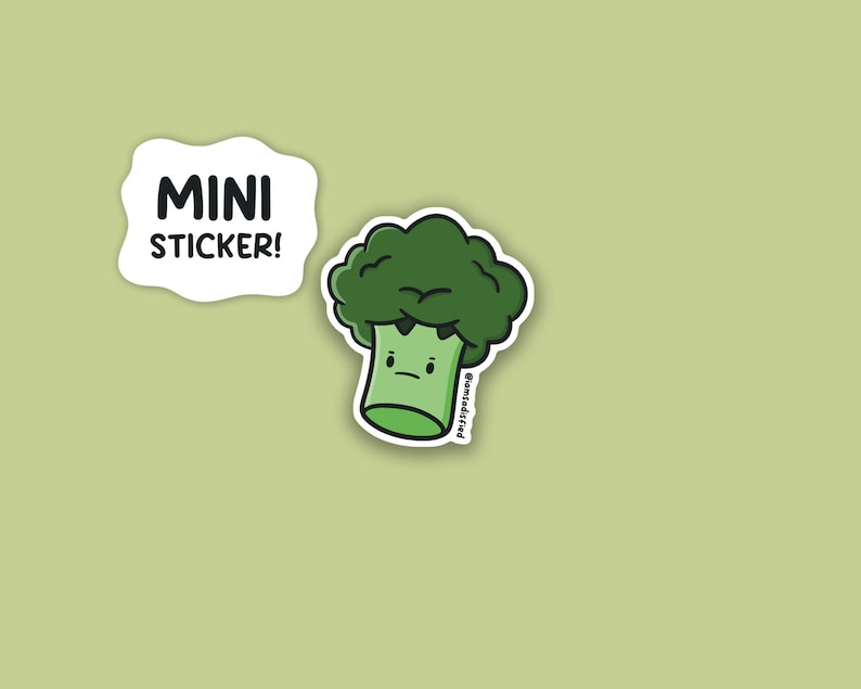 Broccolino Mini Sticker | Laminated Matte Vinyl Sticker | Cute Sticker ...