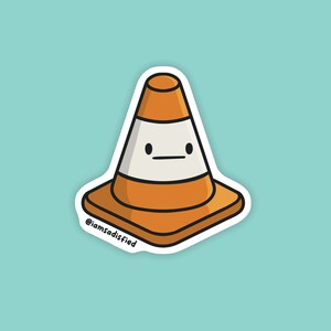 Traffic Cone Sticker | Laminated Matte Vinyl Sticker | Cute Sticker ...