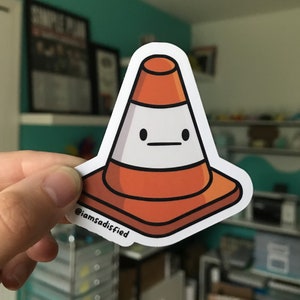Traffic Cone Sticker | Laminated Matte Vinyl Sticker | Cute Sticker ...