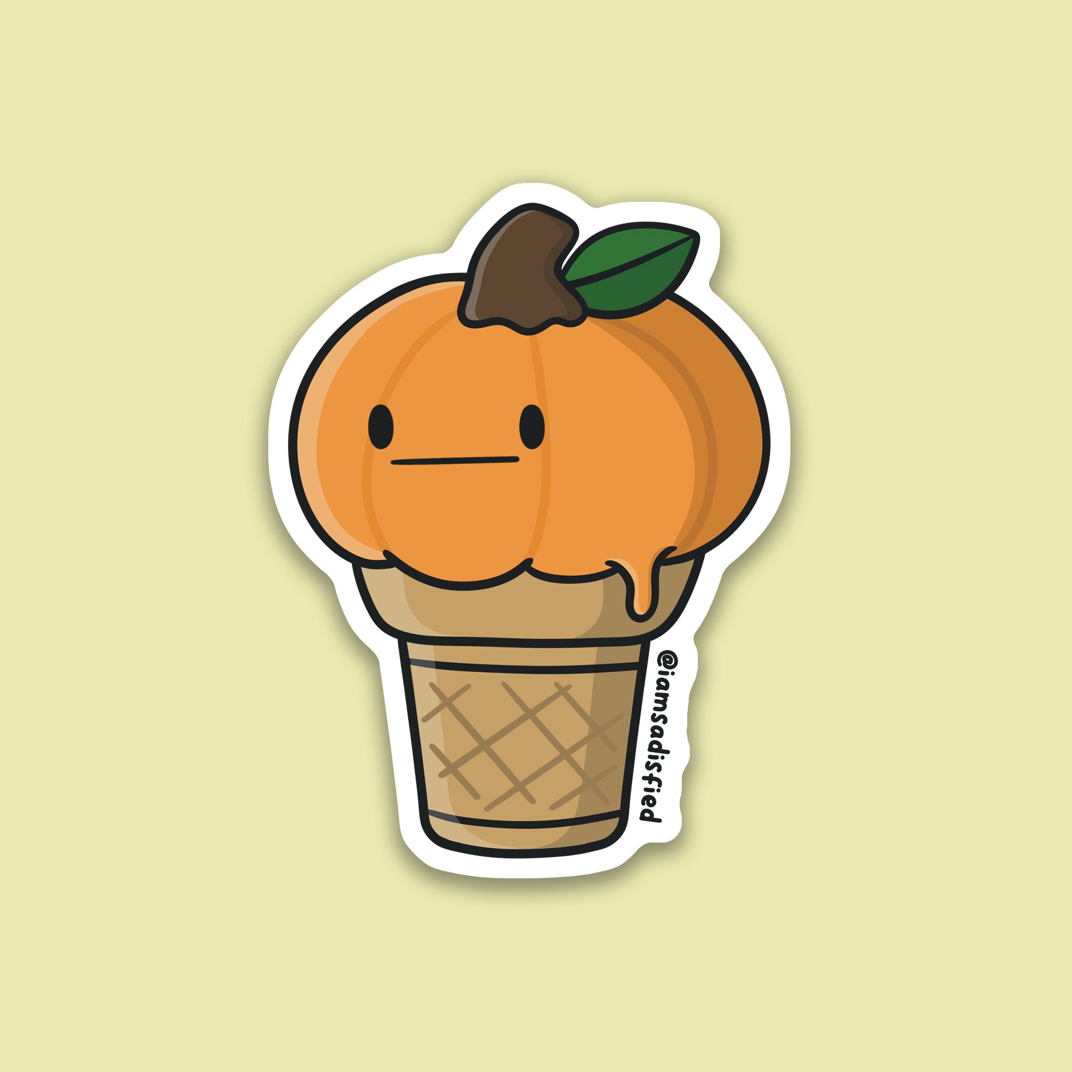 Pumpkin Ice Cream Sticker | Laminated Matte Vinyl Sticker | Cute ...