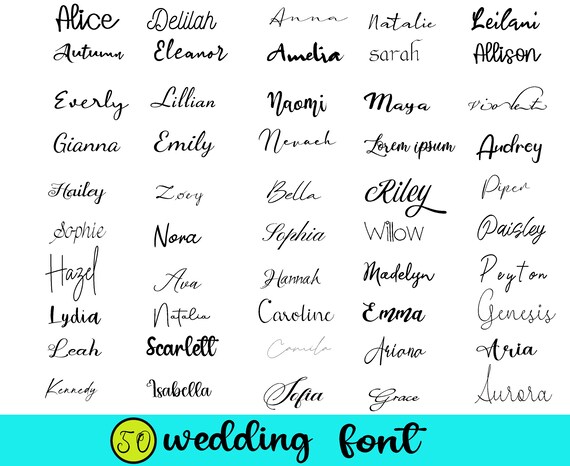 The Wedding Font Bundle Cursive Font Bundle 50 Font - Etsy