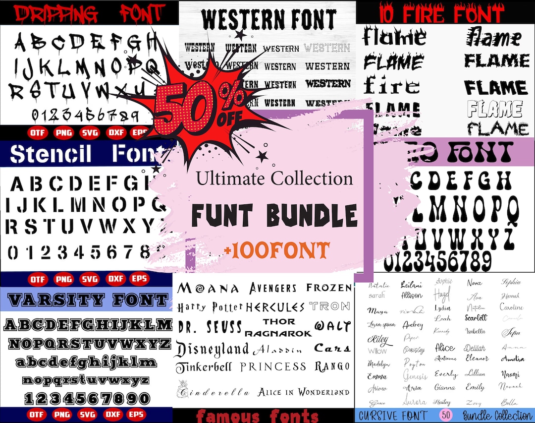 Mega Font Bundle , Mega Collections Font Bundle , Fonts Svg Bundle ...
