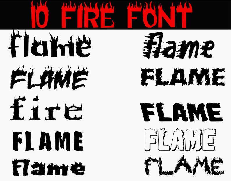Flame Fonts Bundle Flame Font Svg Fire Font Svgflame - Etsy
