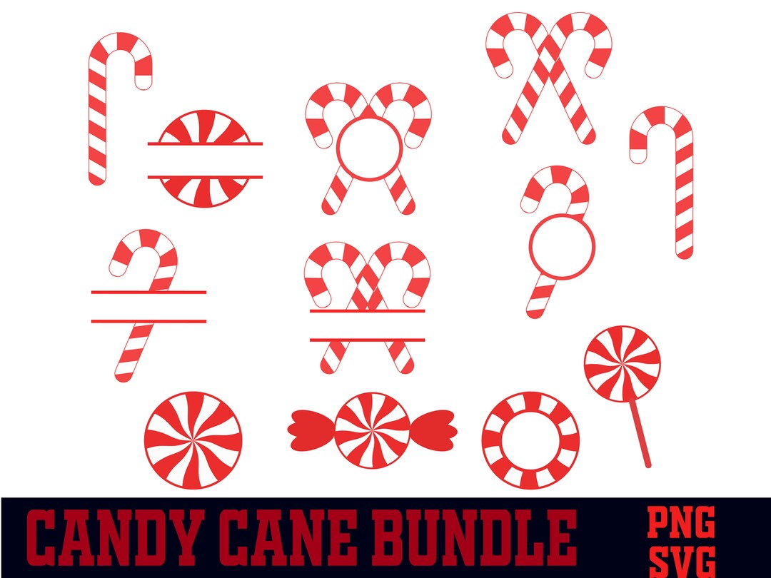 Candy Cane SVG Bundle , Candy Cane Split Monogram Svg , Christmas Candy ...