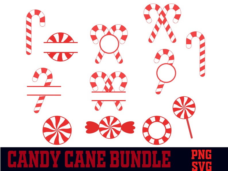 Candy Cane SVG Bundle Candy Cane Split Monogram Svg - Etsy
