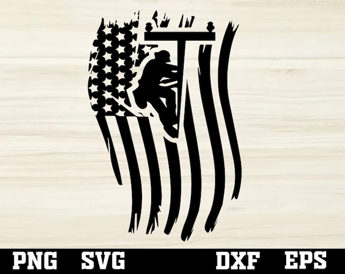 Lineman Flag Svg, Electrical Line Worker Design Cricut, Lineman ...