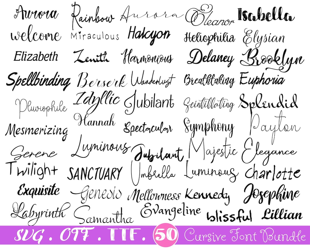 The Ultimate 50 Fonts , Font Bundle , Font for Cricut , Cursive Font ...
