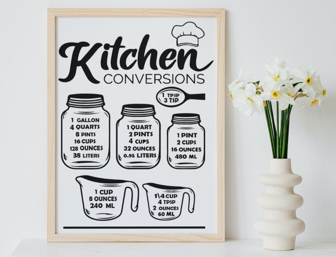 Kitchen Conversion Chart SVG , Kitchen Svg , Measurements for Food ...