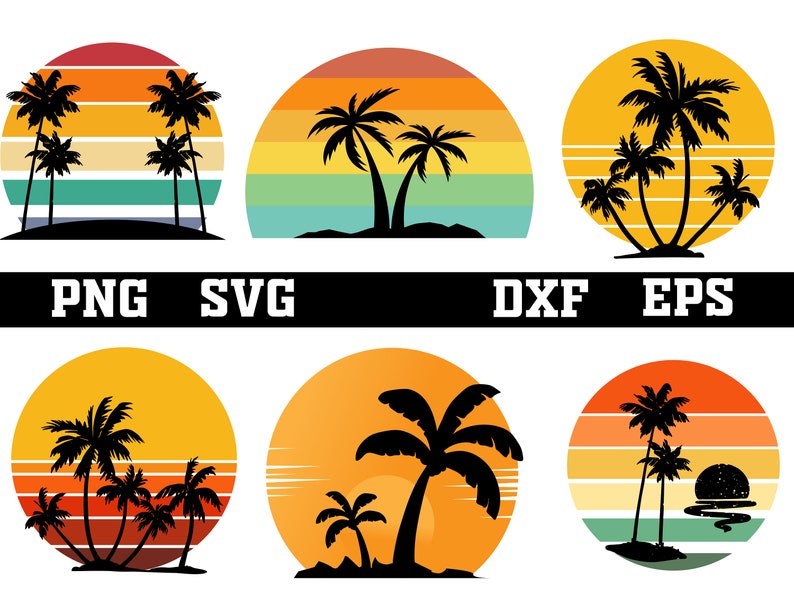 Palm Tree Svg Bundle palm Trees Svg retro Sunset SVG Sunset - Etsy Ireland