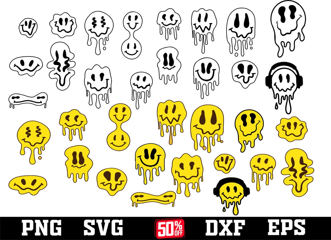 Smiley Face Svg Bundle Drippy Smiley Svg Melting Smiley - Etsy New Zealand