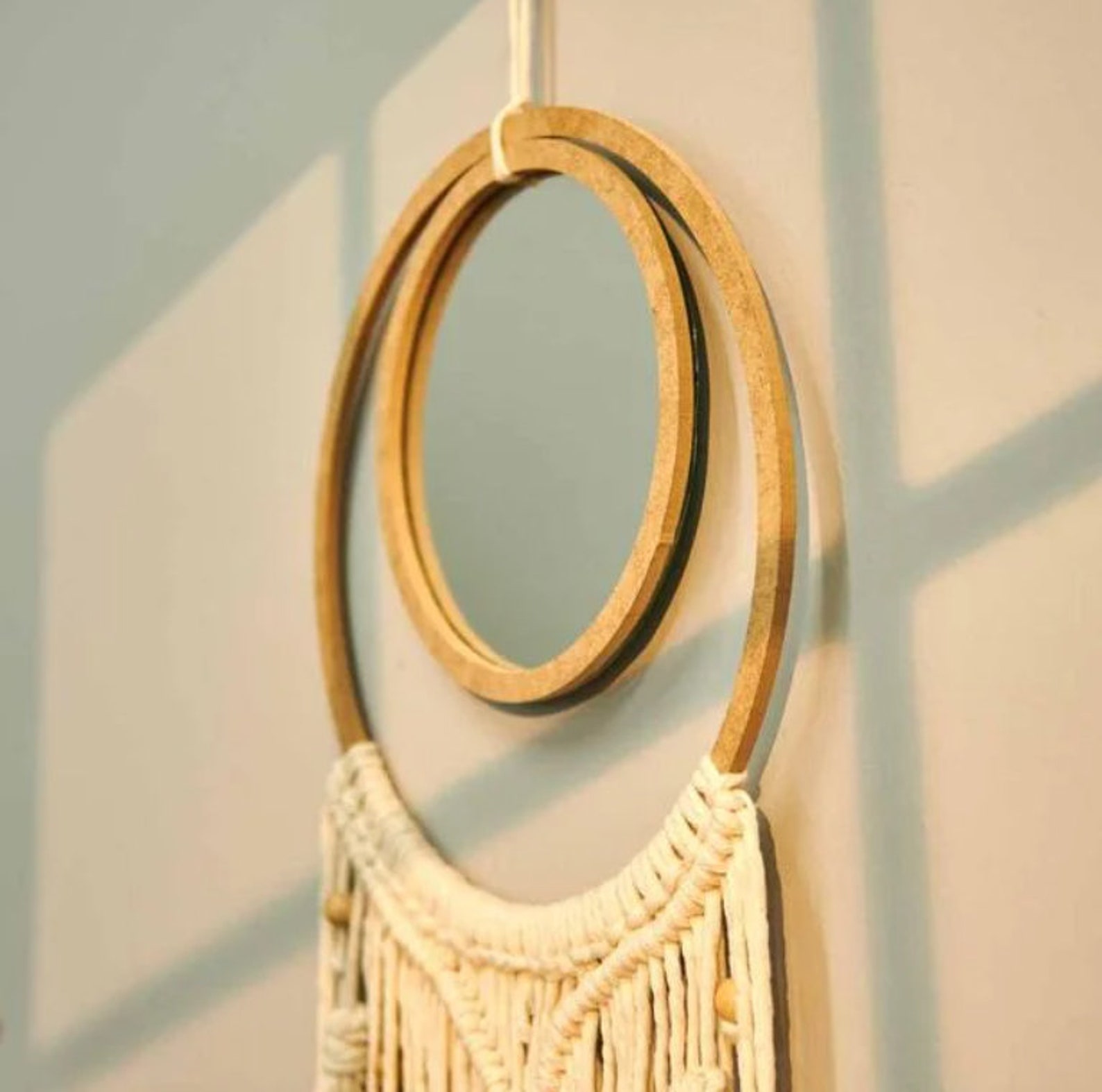 Macrame Circle Mirror Decorative Wall Panel - Etsy