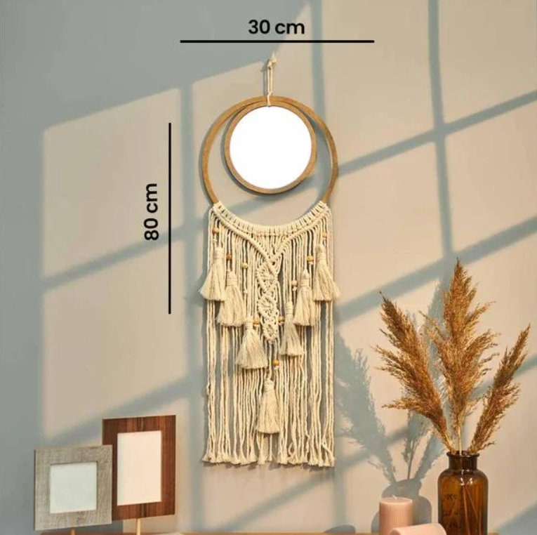 Macrame Circle Mirror Decorative Wall Panel - Etsy