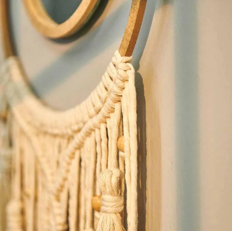 Macrame Circle Mirror Decorative Wall Panel - Etsy