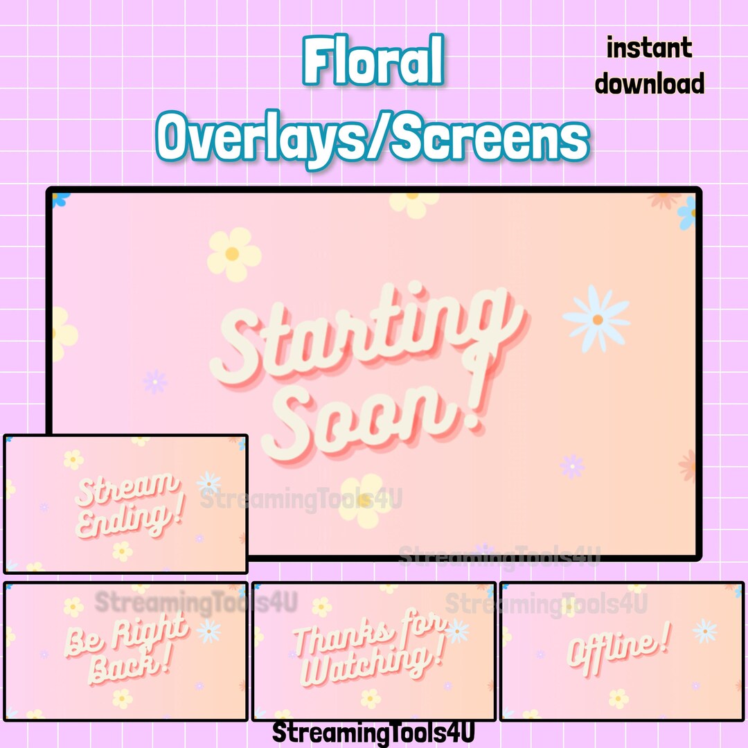 5 Animated Flower Twitch Overlay Screens / Badges / Emote / Kawaii ...