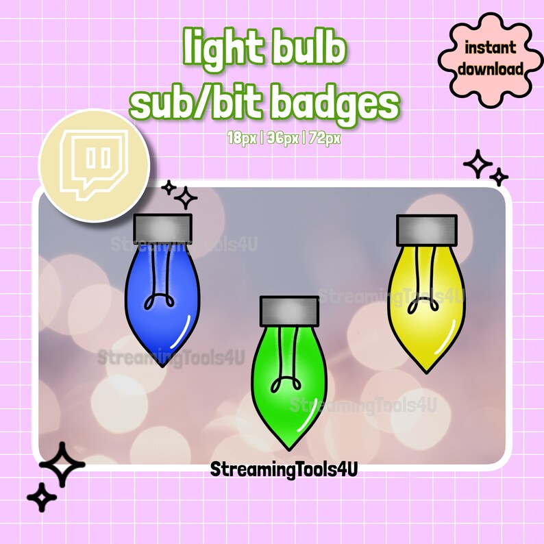 Light Bulb Twitch Sub Badges / Bit Badges / Emote / Kawaii / Streamer ...