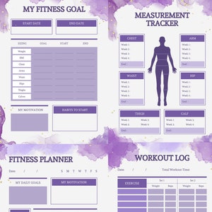 Fitness Goal, Measurement Tracker, Fitness Planner, Workout Log - Etsy