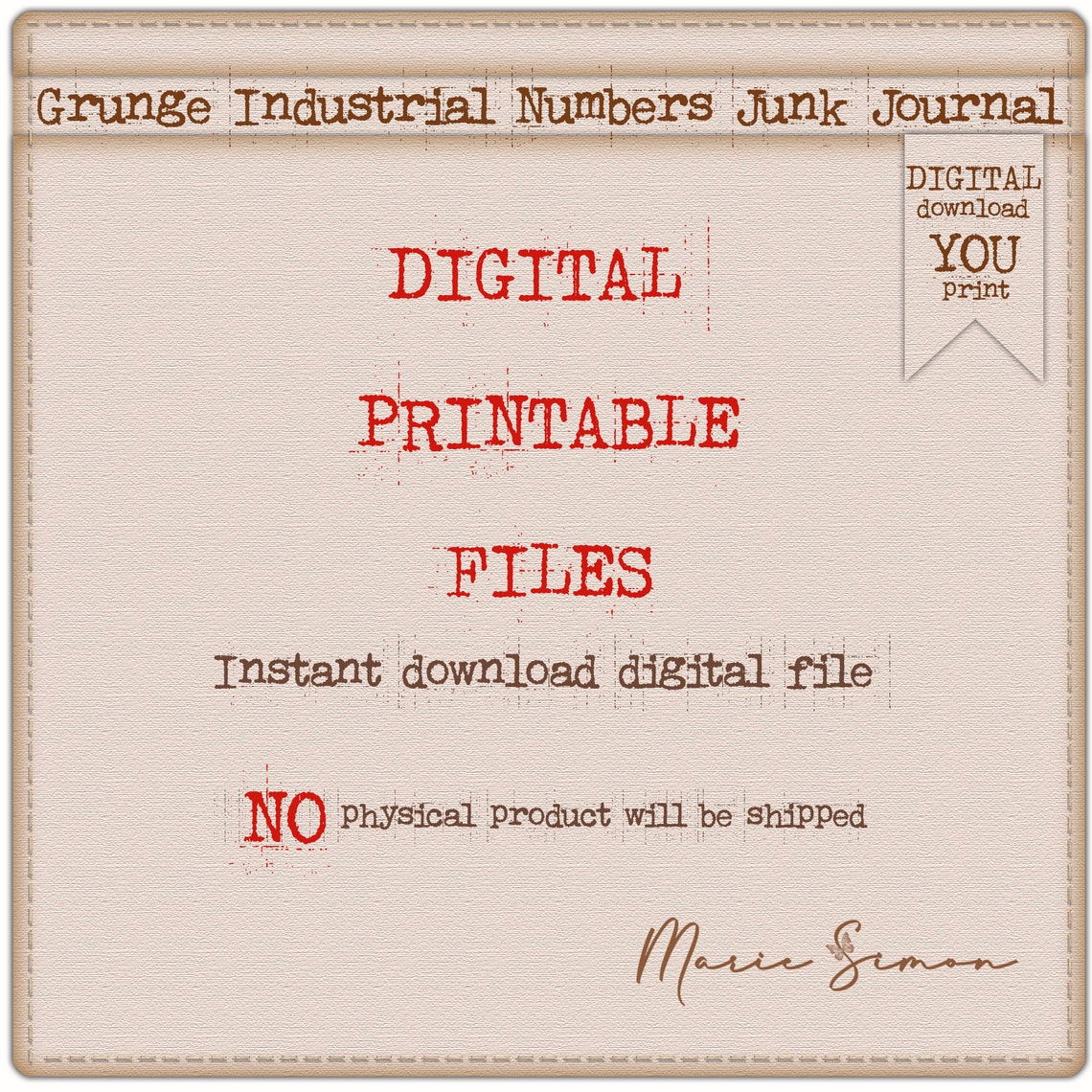 Printable Grunge and Industrial Numbers, Junk Journal, Printable Files ...