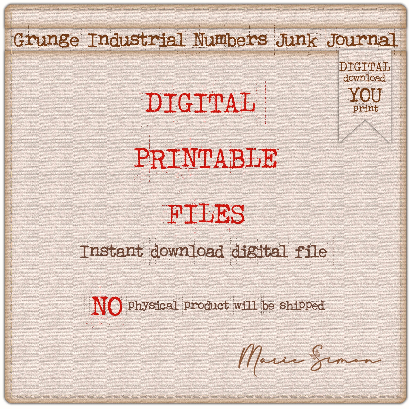 Printable Grunge and Industrial Numbers, Junk Journal, Printable Files ...