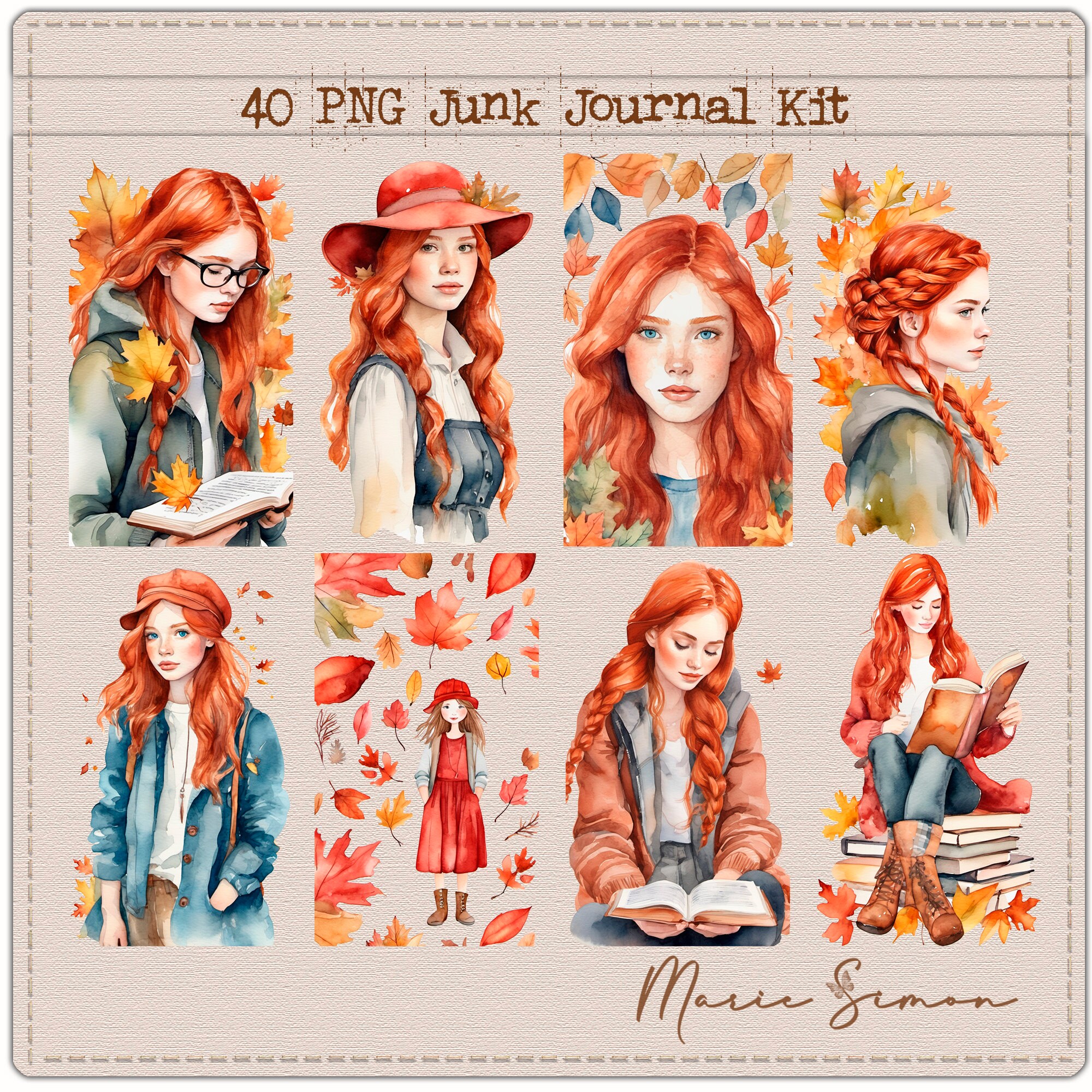 40 Pngs II Beautiful Girls Printable, Junk Journal, Printable Files ...