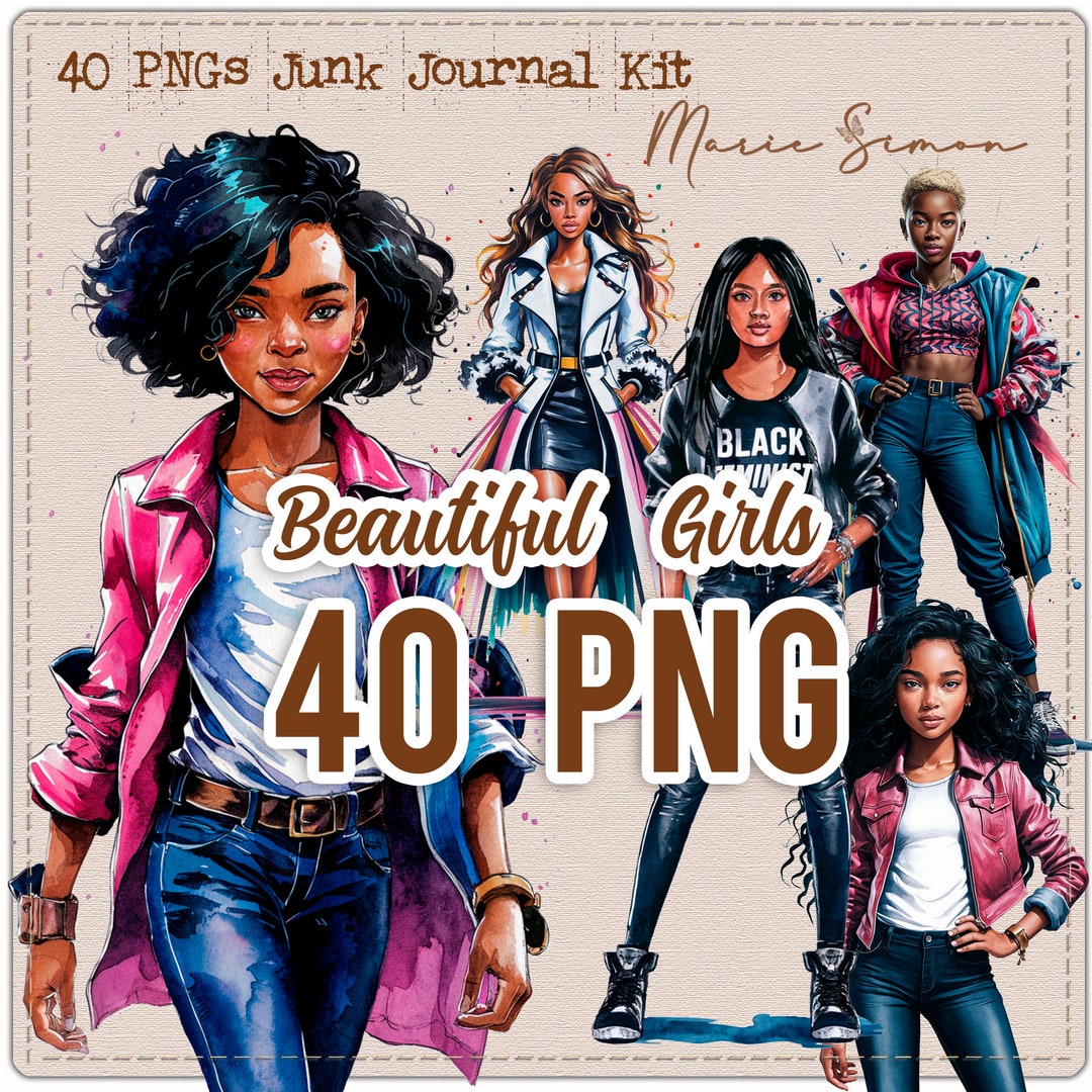 40 Pngs Beautiful Girls Printable, Junk Journal, Printable Files ...