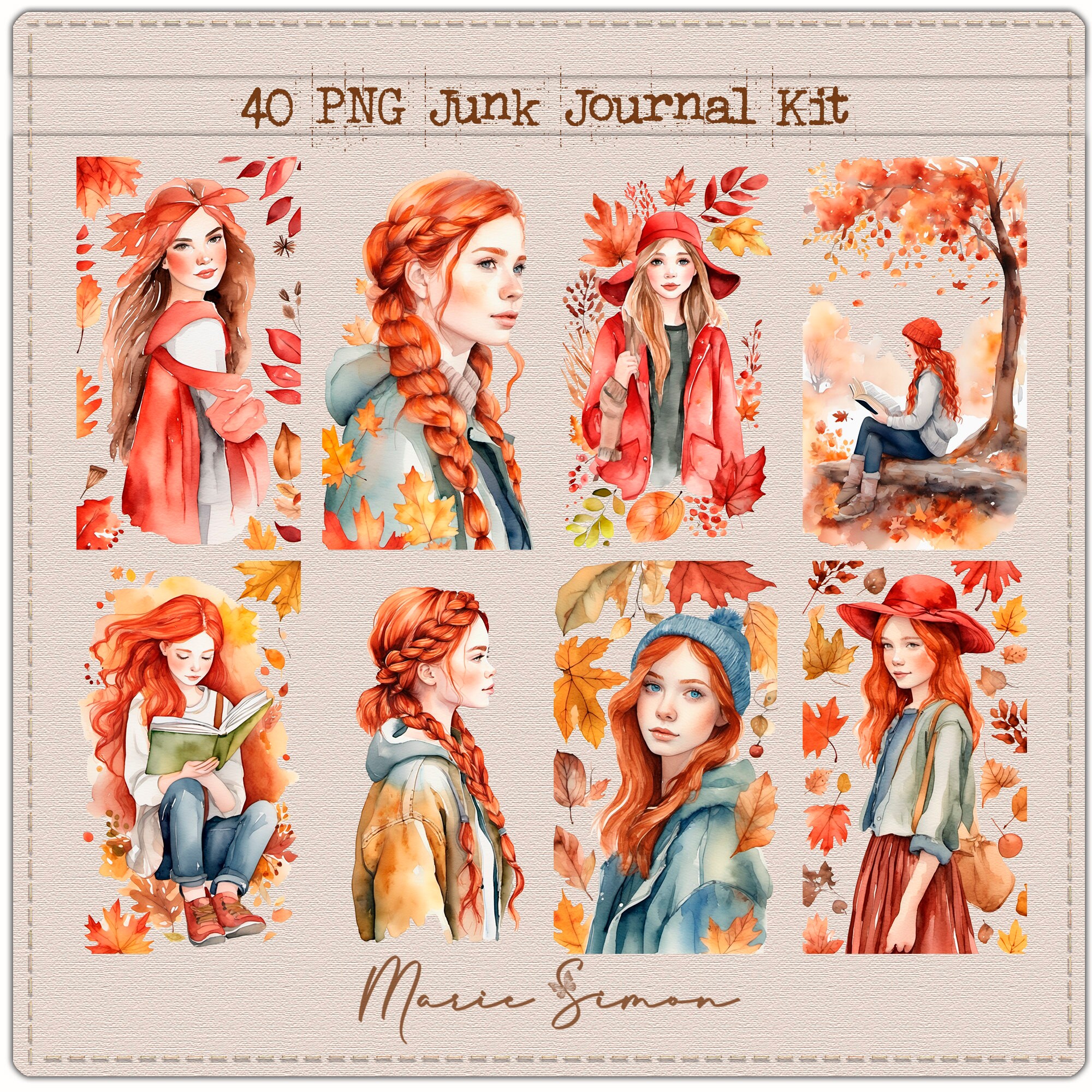40 Pngs II Beautiful Girls Printable, Junk Journal, Printable Files ...